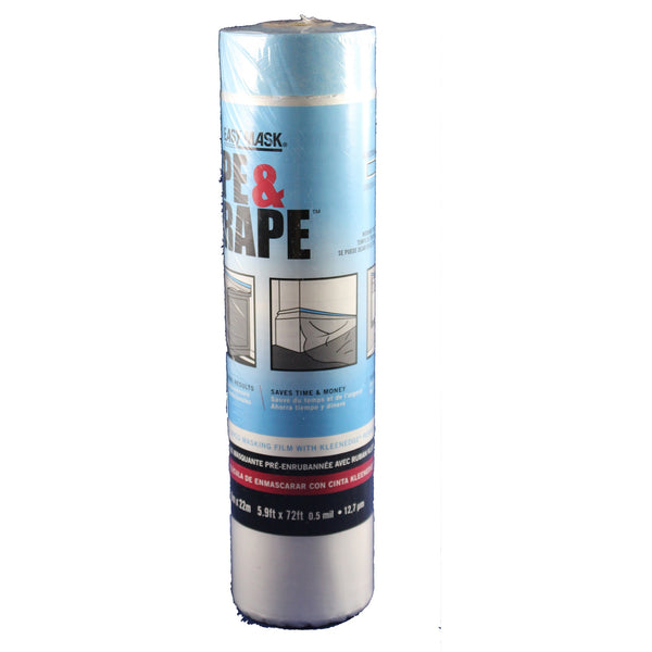 Easy Mask, Tape & Drape, Pre-taped Masking Film, 1.8mx22m, 5.9'x72', 0 ...